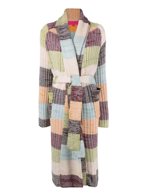 THE ELDER STATESMAN Striped Cashmere Cardigan - Green