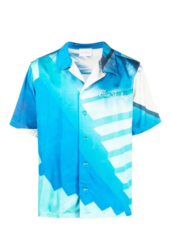 BLUE SKY INN Abstract-print Short-sleeved Shirt - Blue