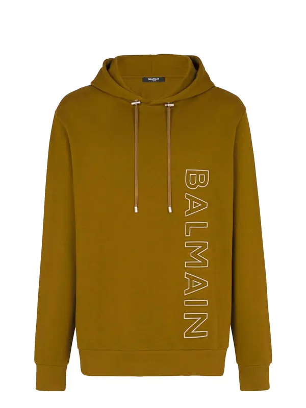 Balmain Logo-embossed Organic-cotton Hoodie - Green