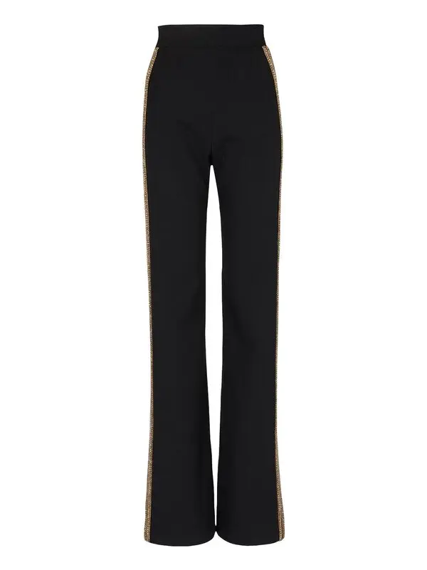 Balmain Sequin-embellished Wide-leg Trousers - Black