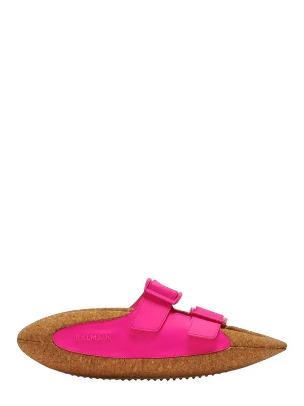 Balmain Chunky Sole Buckled Slides - Pink