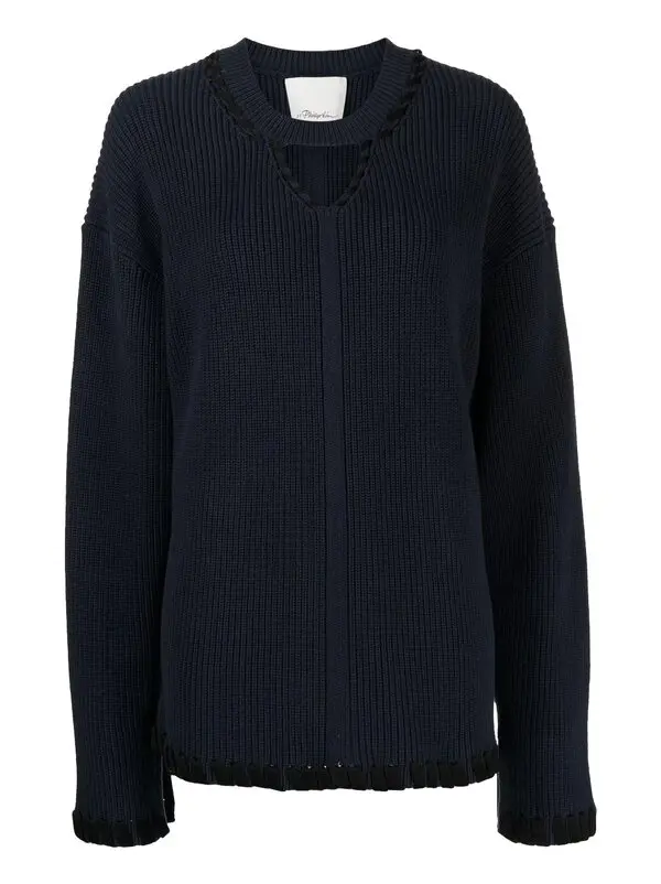 3.1 Phillip Lim Ribbed V-neck Jumper - Blue