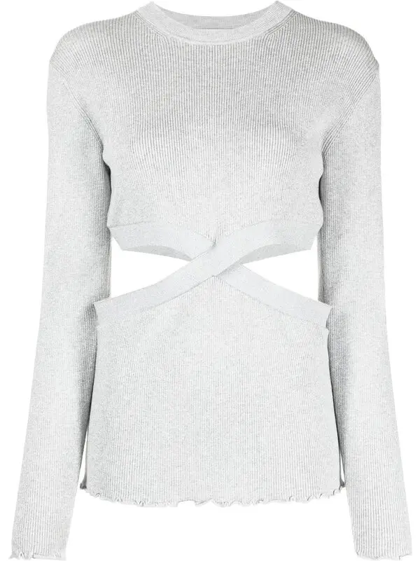 3.1 Phillip Lim Cut-out Ribbed Jumper - Silver