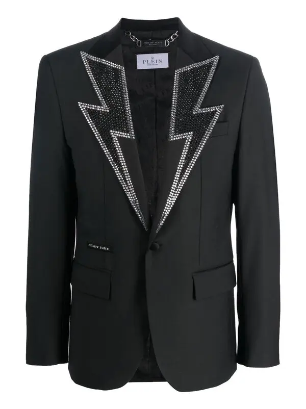 Philipp Plein Crystal-embellished Single-breasted Blazer - Black