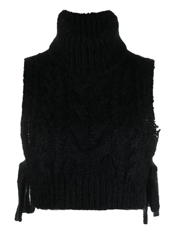 Cecilie Bahnsen Ivanka Knitted Cropped Top - Black