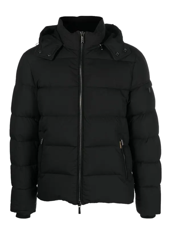 MOORER Padded Zip-up Hooded Down Jacket - Black