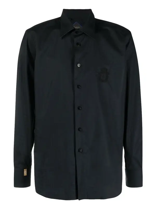 BILLIONAIRE Logo-embroidered Long-sleeve Shirt - Black