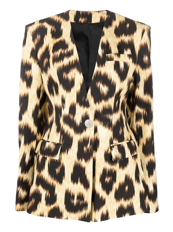 Attico Louise Leopard-print Blazer - Black