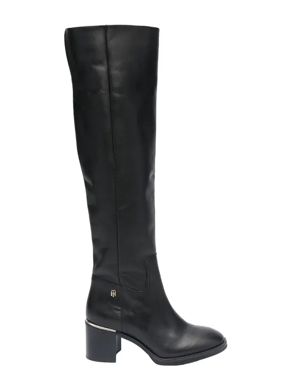 Tommy Hilfiger Logo-plaque Knee-high Boots - Black