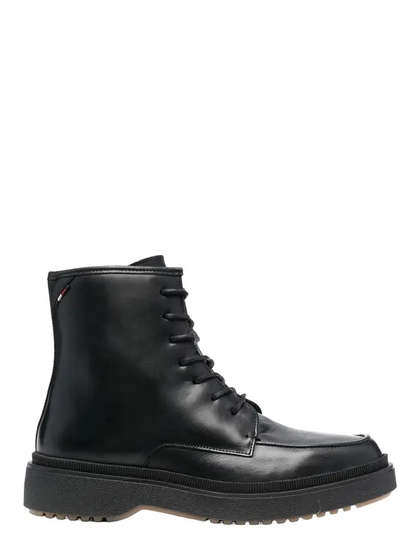 Tommy Hilfiger Lace-up Leather Ankle Boots - Black