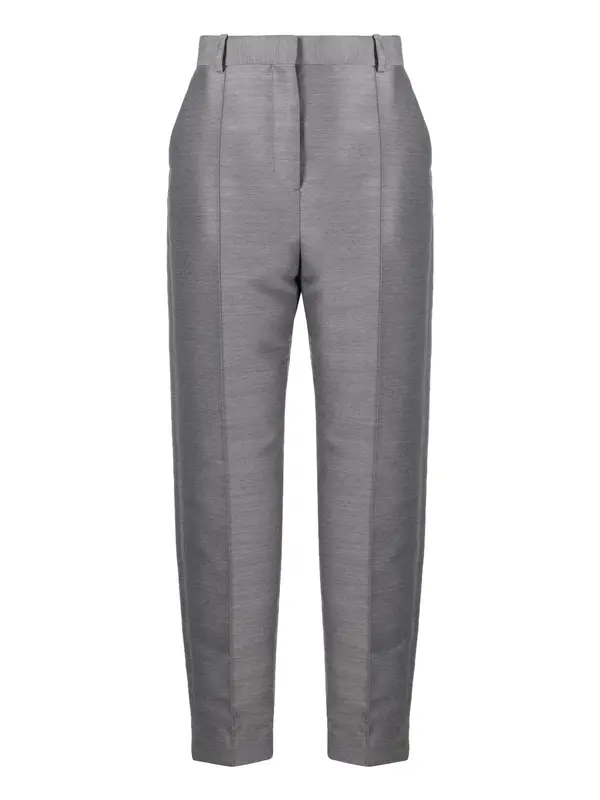 TOTEME Cropped Pintuck Trousers - Grey