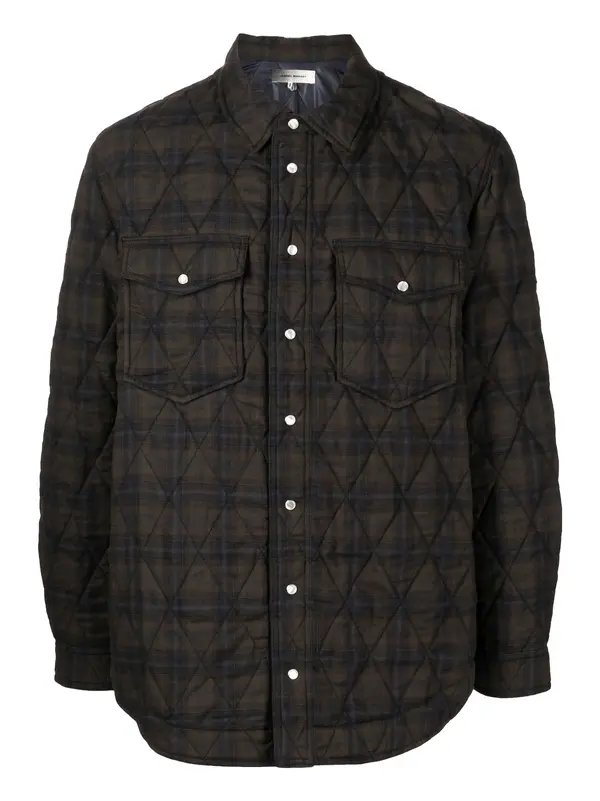 MARANT Check-print Two-pocket Shirt Jacket - Brown