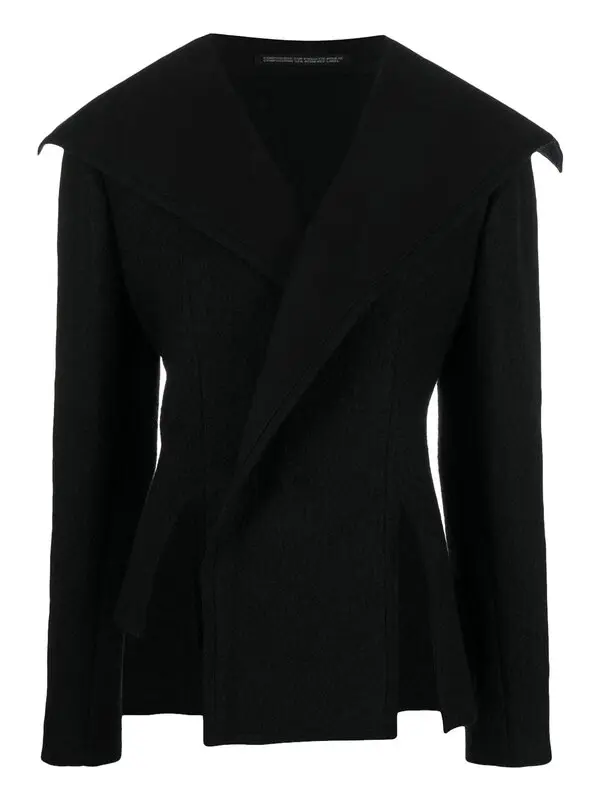 Yohji Yamamoto Sailor-collar Slit-detail Jacket - Black