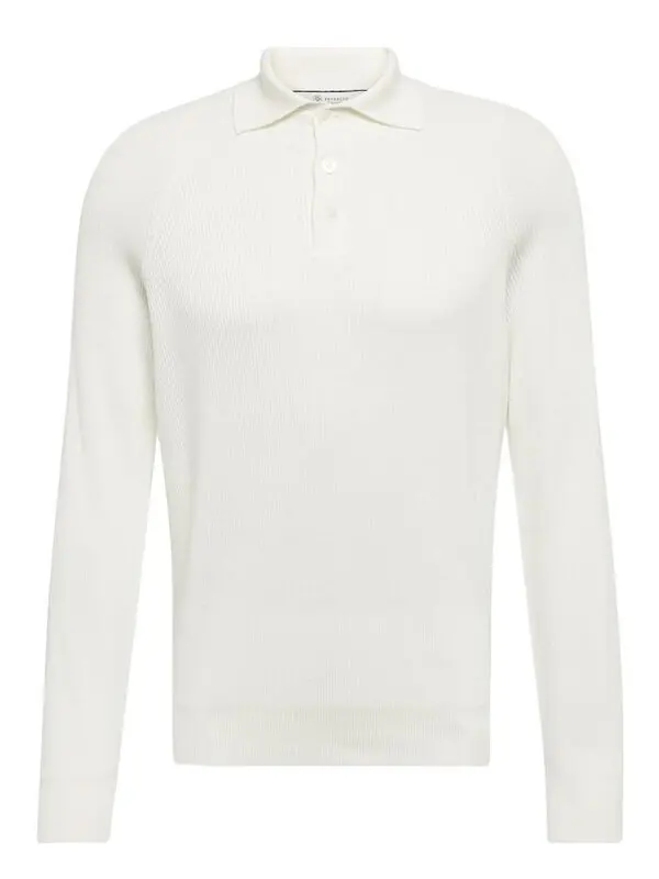 Brunello Cucinelli Cotton Polo Sweater - White