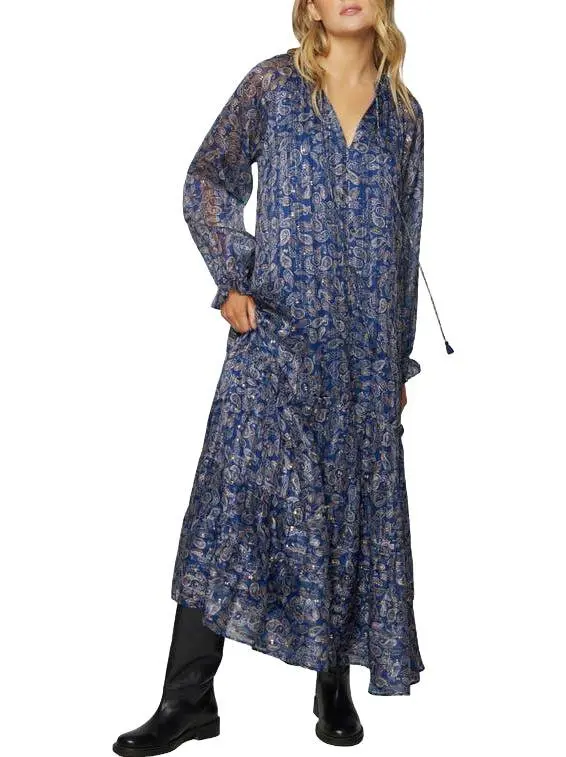 LOST + WANDER Paisley Print Maxi Dress - Navy Gold Paisley