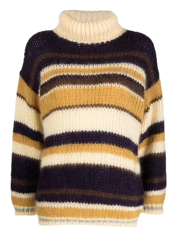 P.a.r.o.s.h Striped Roll Neck Jumper - Yellow