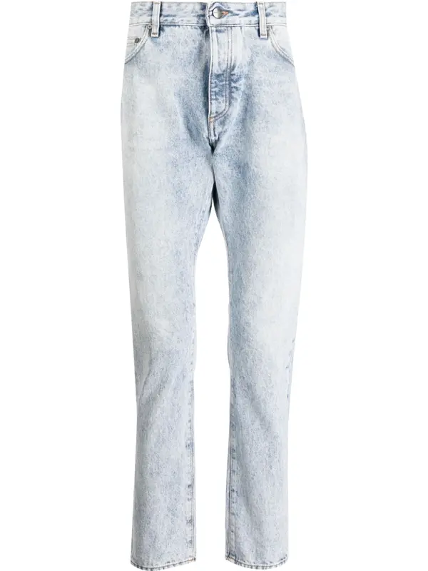 Palm Angels Curved-logo Print Jeans - Blue