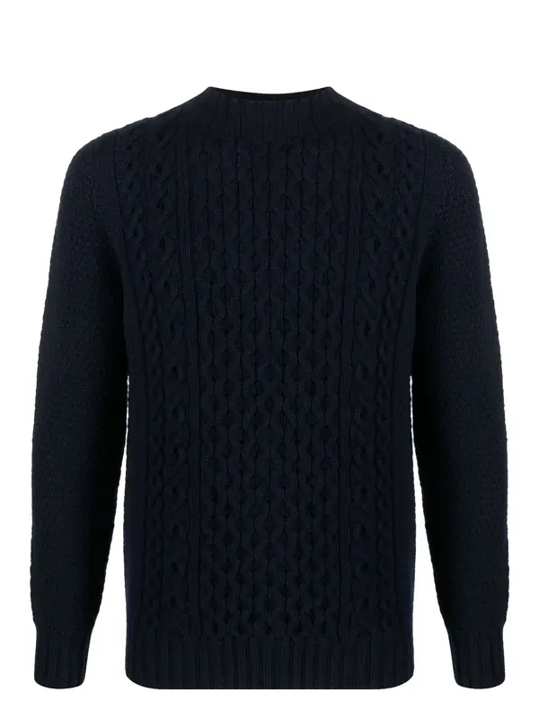 DRUMOHR Cable-knit Crew-neck Jumper - Blue