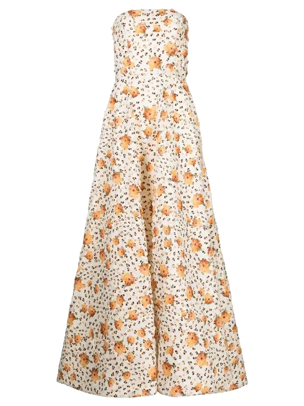 BAMBAH Floral Print Gown - White
