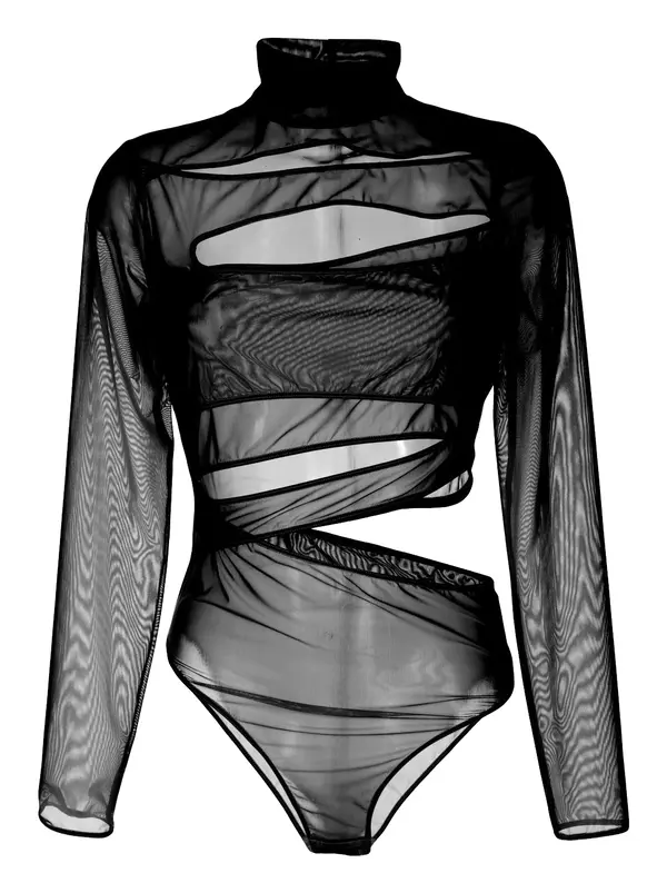 BOYAROVSKAYA Cut-out Sheer Bodysuit - Black