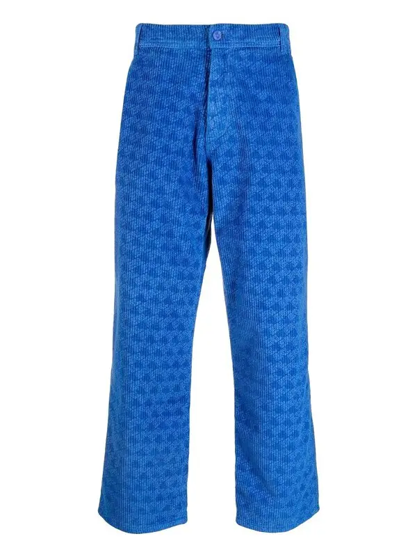 ERL Graphic-print Corduroy Trousers - Blue