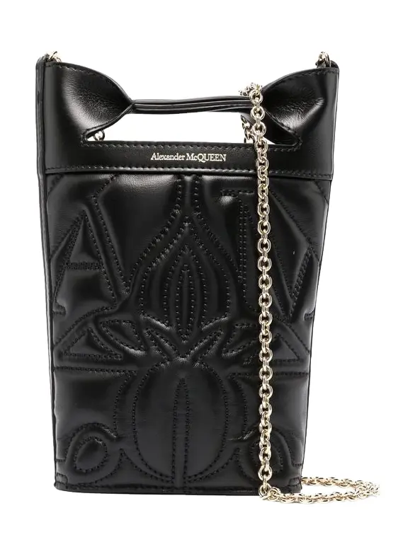 Alexander McQueen Embroidered Mini Bucket Bag - Black