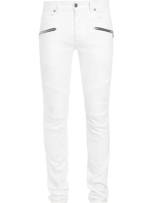 Balmain Stretch-cotton Low-rise Slim-cut Jeans - White