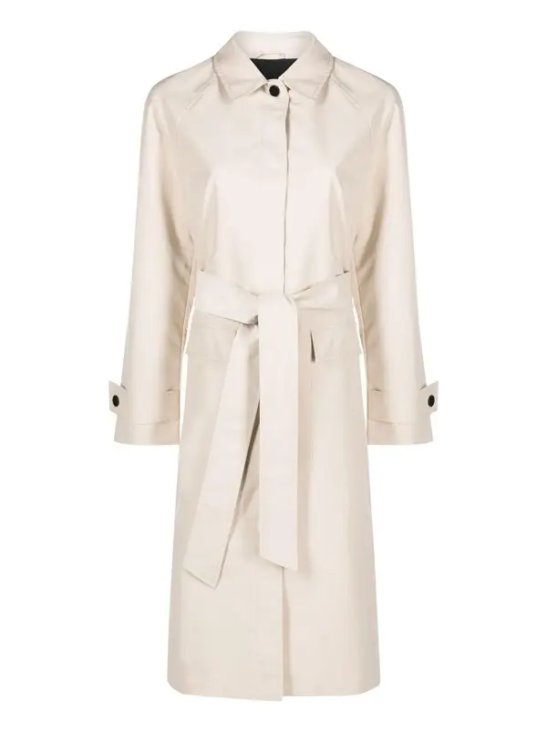 Calvin Klein Single-breasted Belted Coat - Neutrals