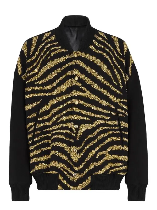Balmain Metallic Zebra-print Jacket - Black
