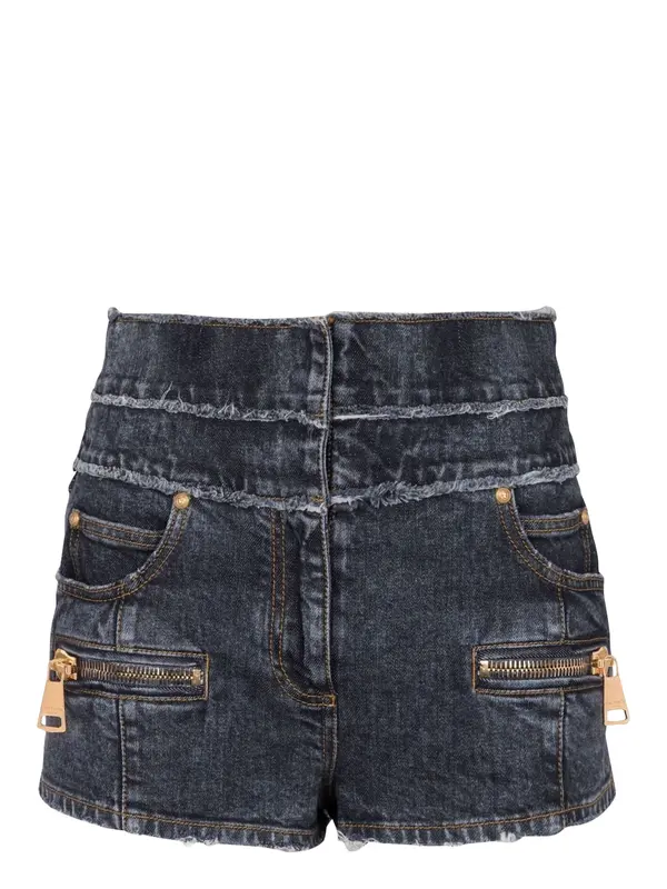 Balmain Multi-pocket Denim Shorts - Blue