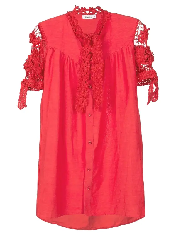 AMIR SLAMA Floral-lace Shirt Dress - Red