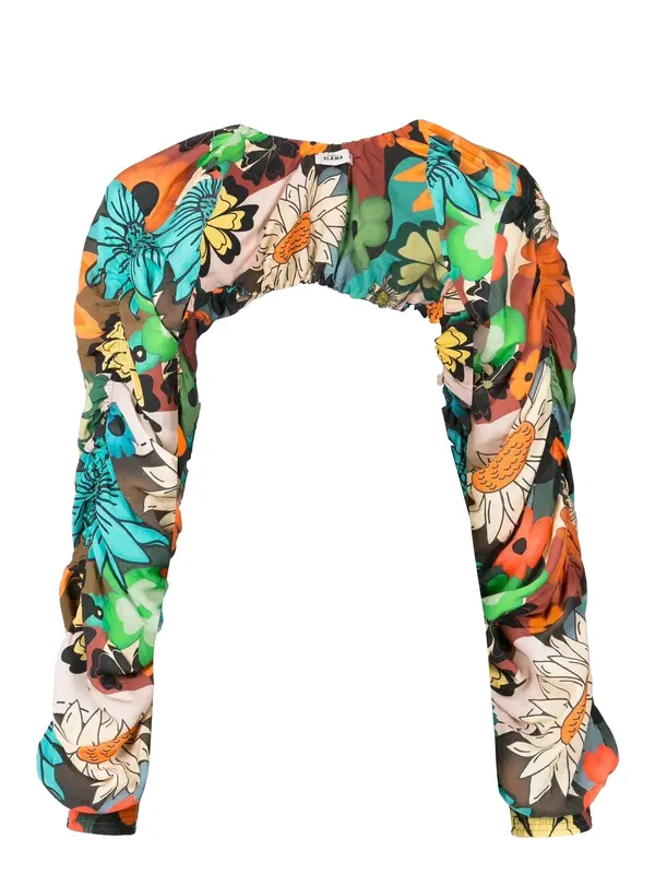 AMIR SLAMA Floral-print Bolero Jacket - Multicolour