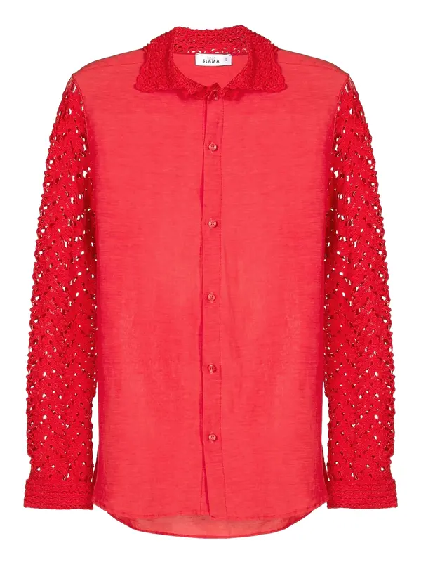 AMIR SLAMA Floral-lace Shirt - Red