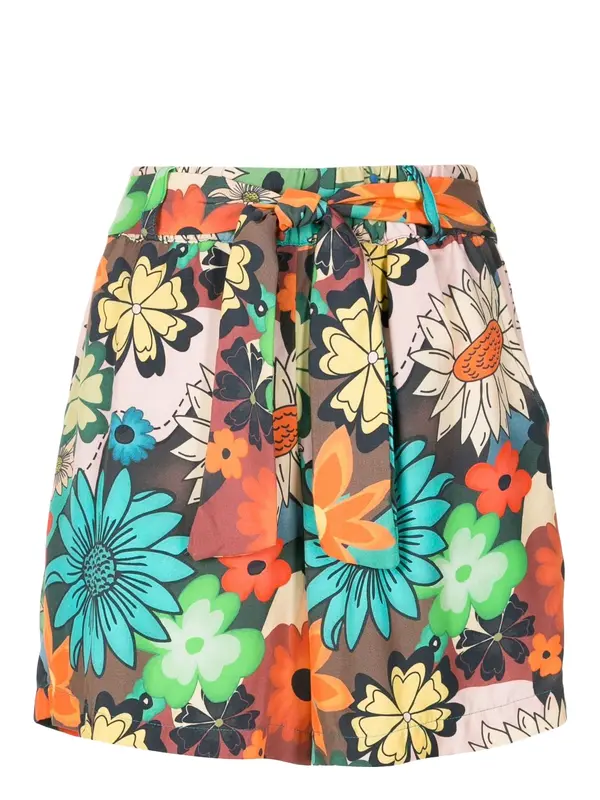 AMIR SLAMA Floral-print Belted Shorts - Multicolour