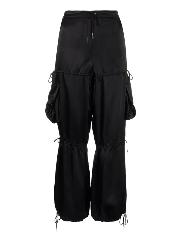 Anna Sui Satin-finish Straight Trousers - Black