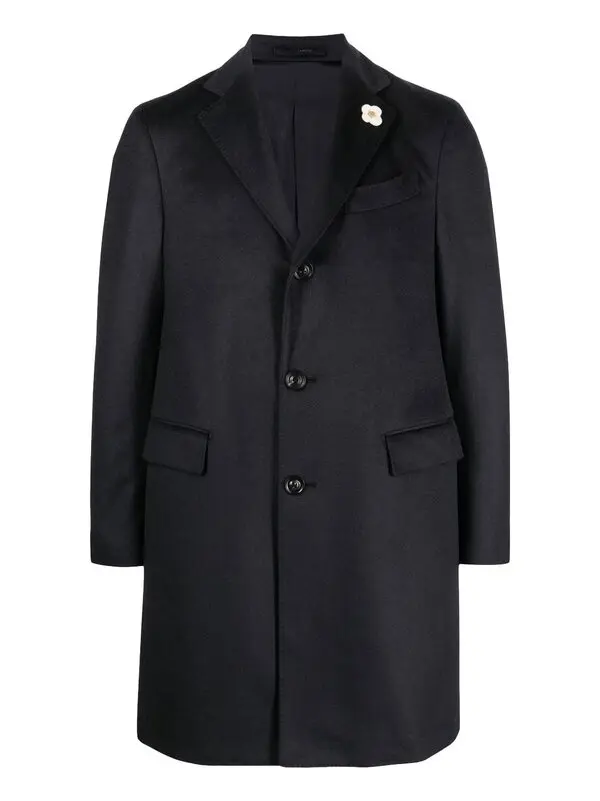 LARDINI Single-breasted Cashmere Overcoat - Grey