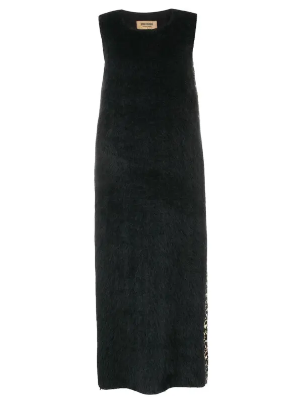 UMA WANG Paneled Wool Midi Dress - Black