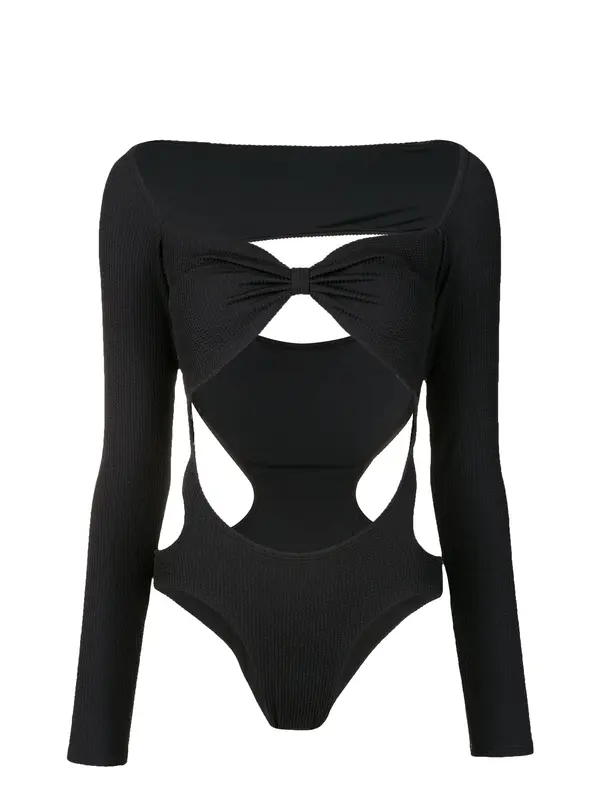 AMIR SLAMA Cut-out Long-sleeved Top - Black