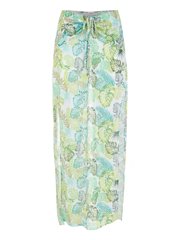 AMIR SLAMA Palm Leaf Print Skirt - Green