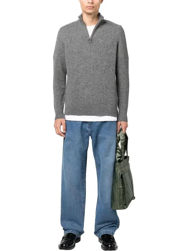 Barbour Melange-effect Half-zip Sweater - Grey