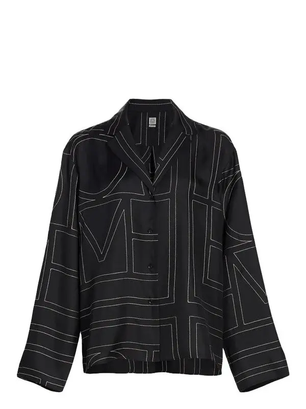TOTEME Logo Stitch Silk Top - Black Monogram