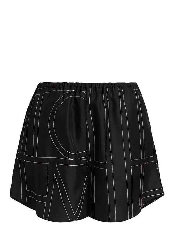 TOTEME Silk Stitched-logo Shorts - Black Monogram