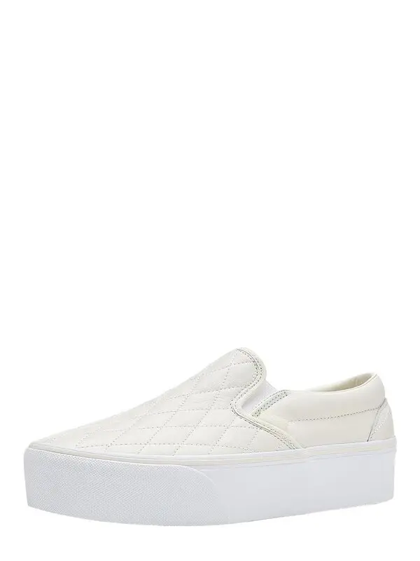VANS Classic Slip-on Stackform Quilted Platform Shoes - White
