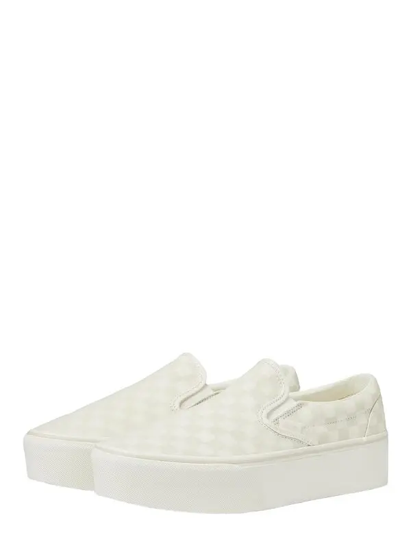 VANS Classic Slip-on Stackform Quilted Leather Platform Shoes - White