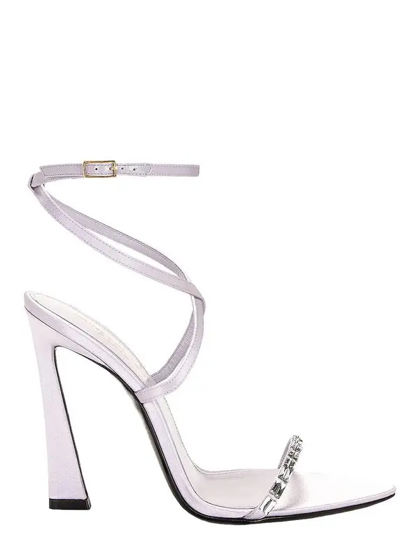 Saint Laurent Gippy 110 Sandal - Poly Grey & Crystal