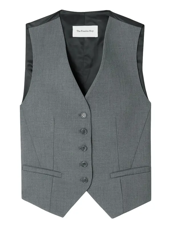 THE FRANKIE SHOP Gelso Grain De Poudre And Satin Vest - Gray