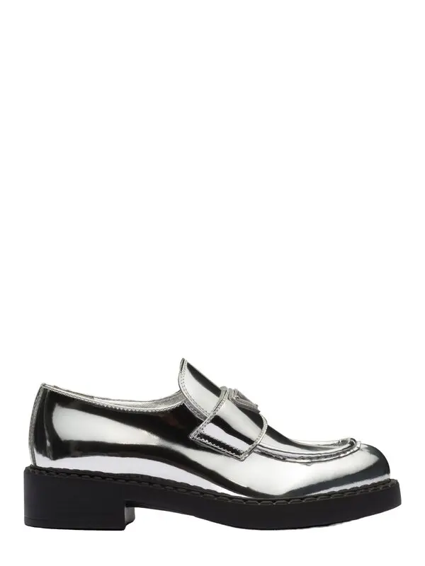 Prada Metallic Leather Loafers - Silver
