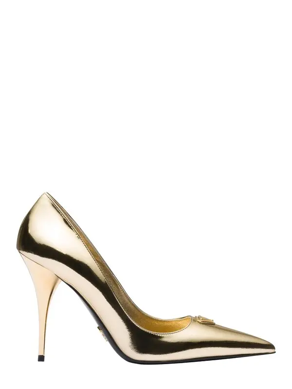 Prada Metallic Leather Pointed-toe Pumps - Gold