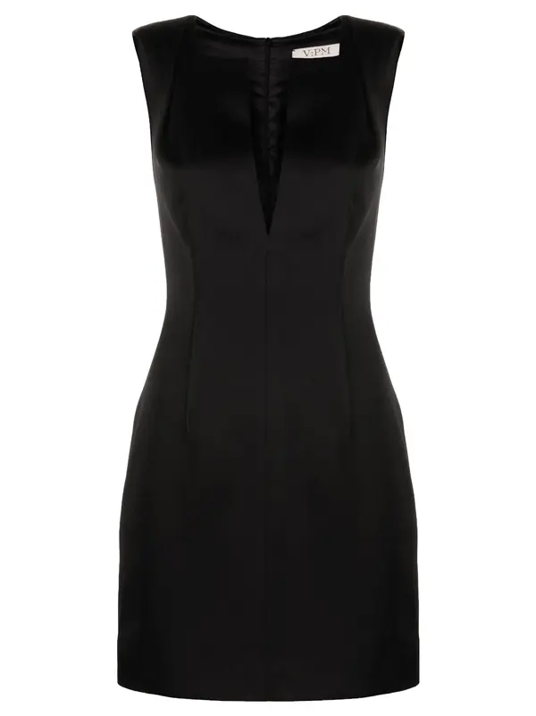 V:PM ATELIER Delora V-neck Mini Dress - Black