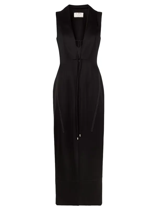 V:PM ATELIER Dario V-neck Midi Dress - Black